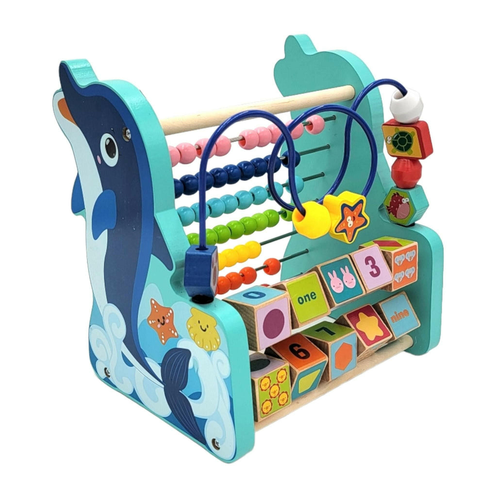 Wooden Dolphin Bead Maze Counting Rack With Shapes Numbers