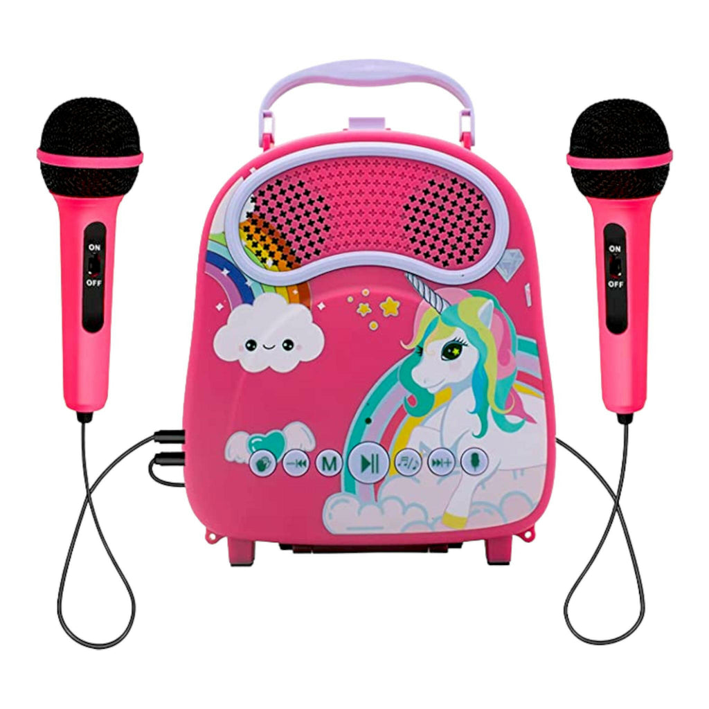Unicorn Karaoke Singing Machine Speaker Pink With 2 Microphones